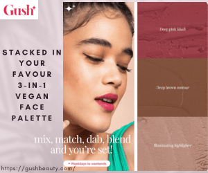 Gush || 3-in-1 Vegan Face Palette Includes contour, highlighter & cream ...